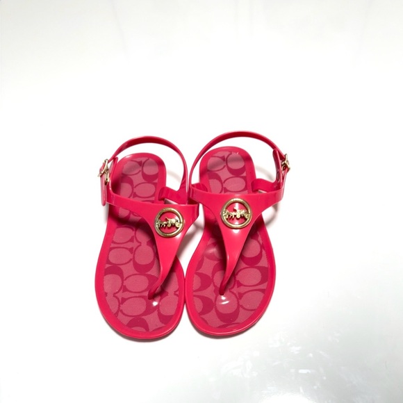 Coach | Shoes | Coach Pink Sandals With Gold Accents | Poshmark
